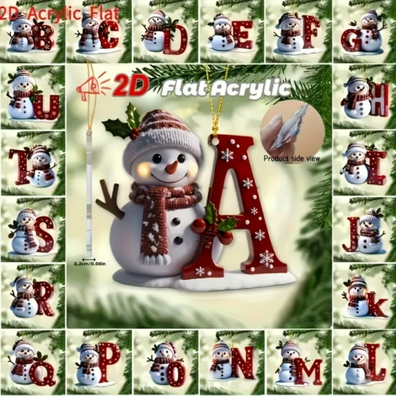 Christmas Tree Alphabet Ornaments Set of 26 Letter,Hanging Letter Decor ...