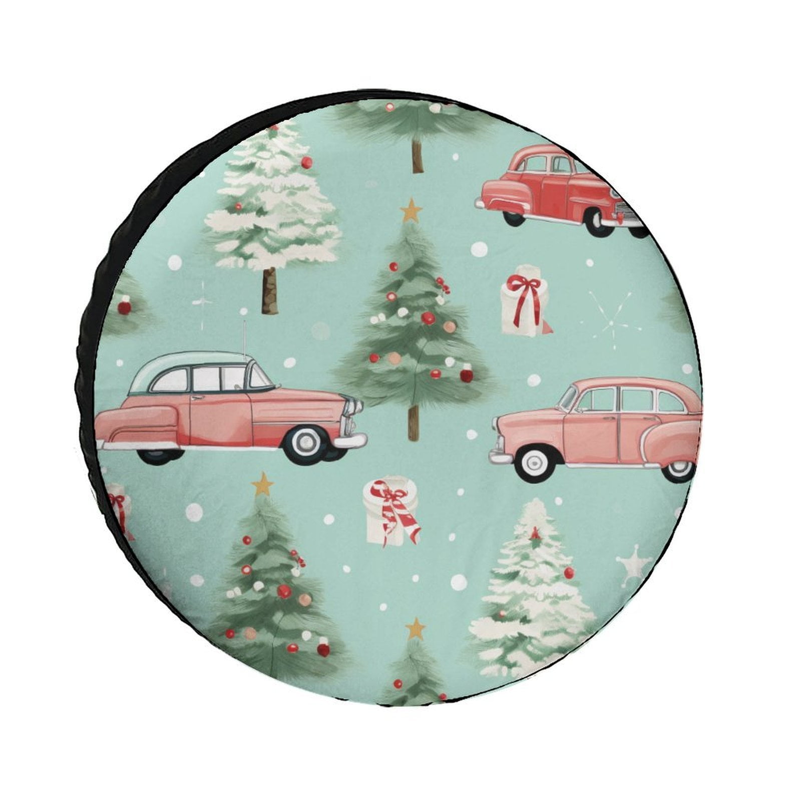 Christmas Tree And Truck Gifts Spare Tire Cover Blue Vintage Truck ...