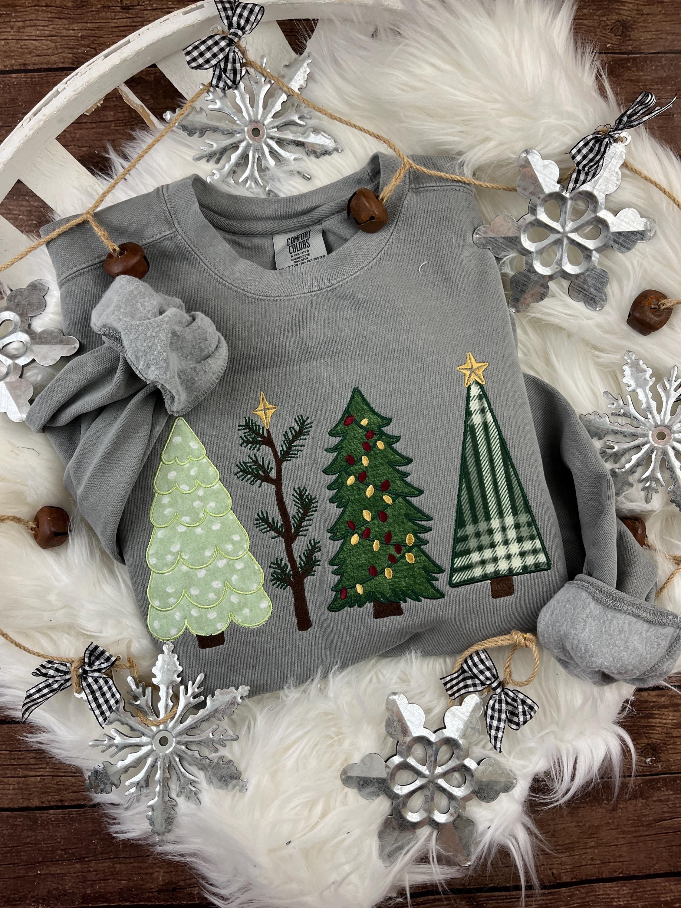 Christmas Tree Applique Cozy Sweatshirt or T-Shirt | 4 Festive ...