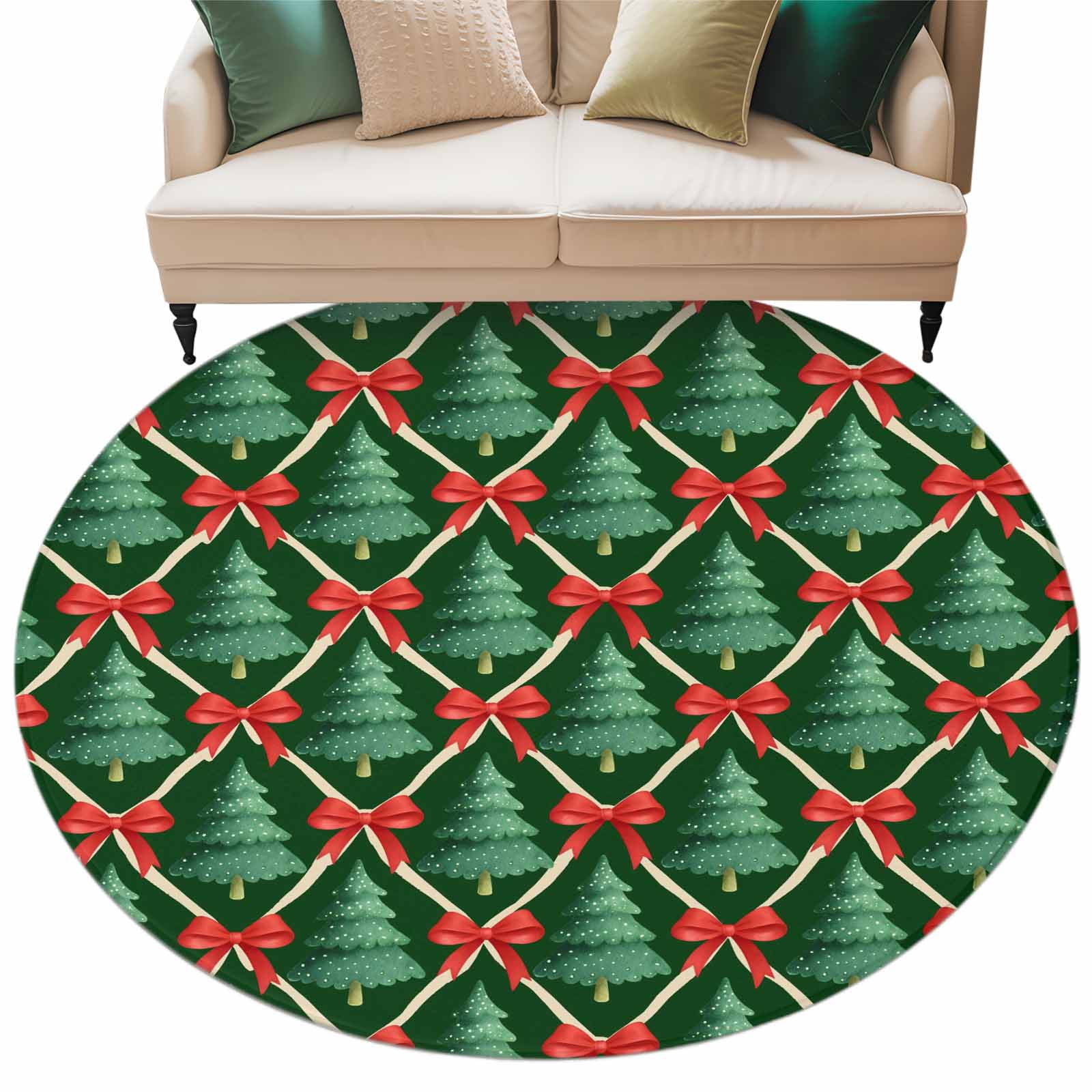 Christmas Tree Area Rug, Red Butterflies Winter Retro Green Texture ...
