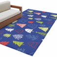 Christmas Tree Area Rug 3x5ft Cute Blue Simple Hand Painted Non-Slip ...