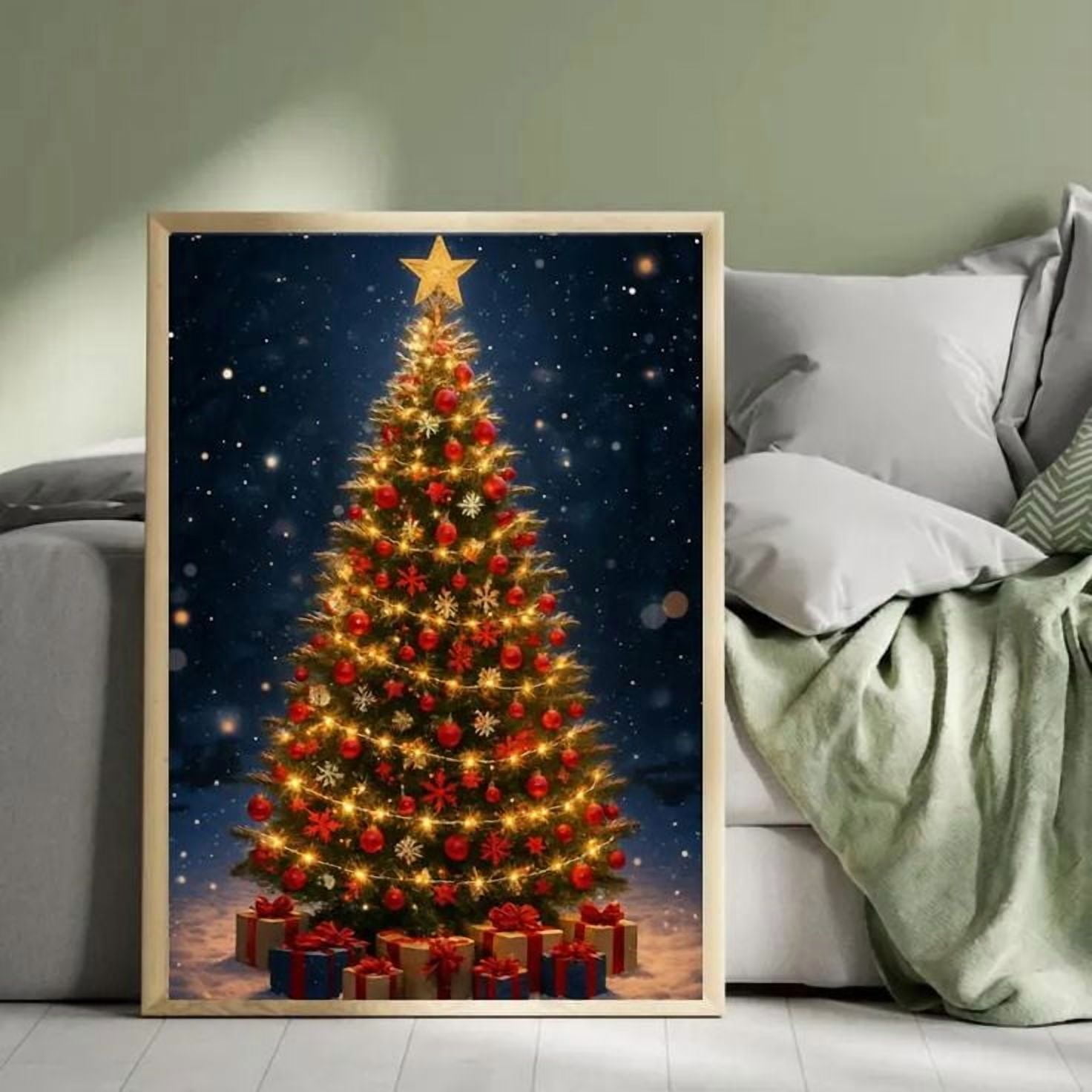Christmas Tree Art Poster, Festive Holiday Wall Decor Poster, One Sheet ...