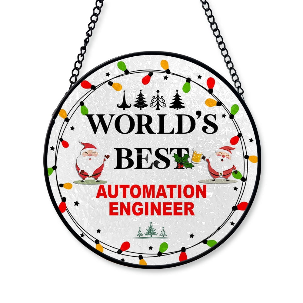Christmas Tree, Automation Engineer Stained Glass Window Hanging ...