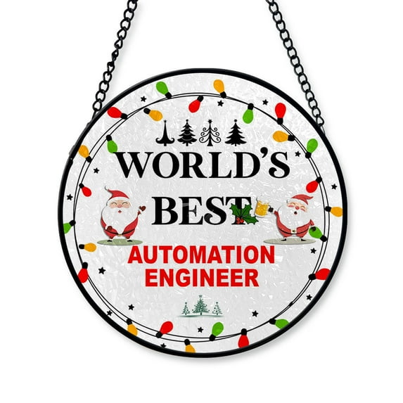 Christmas Tree, Automation Engineer Stained Glass Window Hanging ...