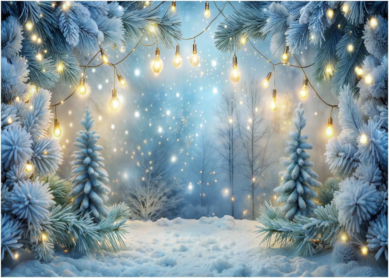 Christmas Tree Backdrop Winter Snow Scene Halo Spots Photography ...