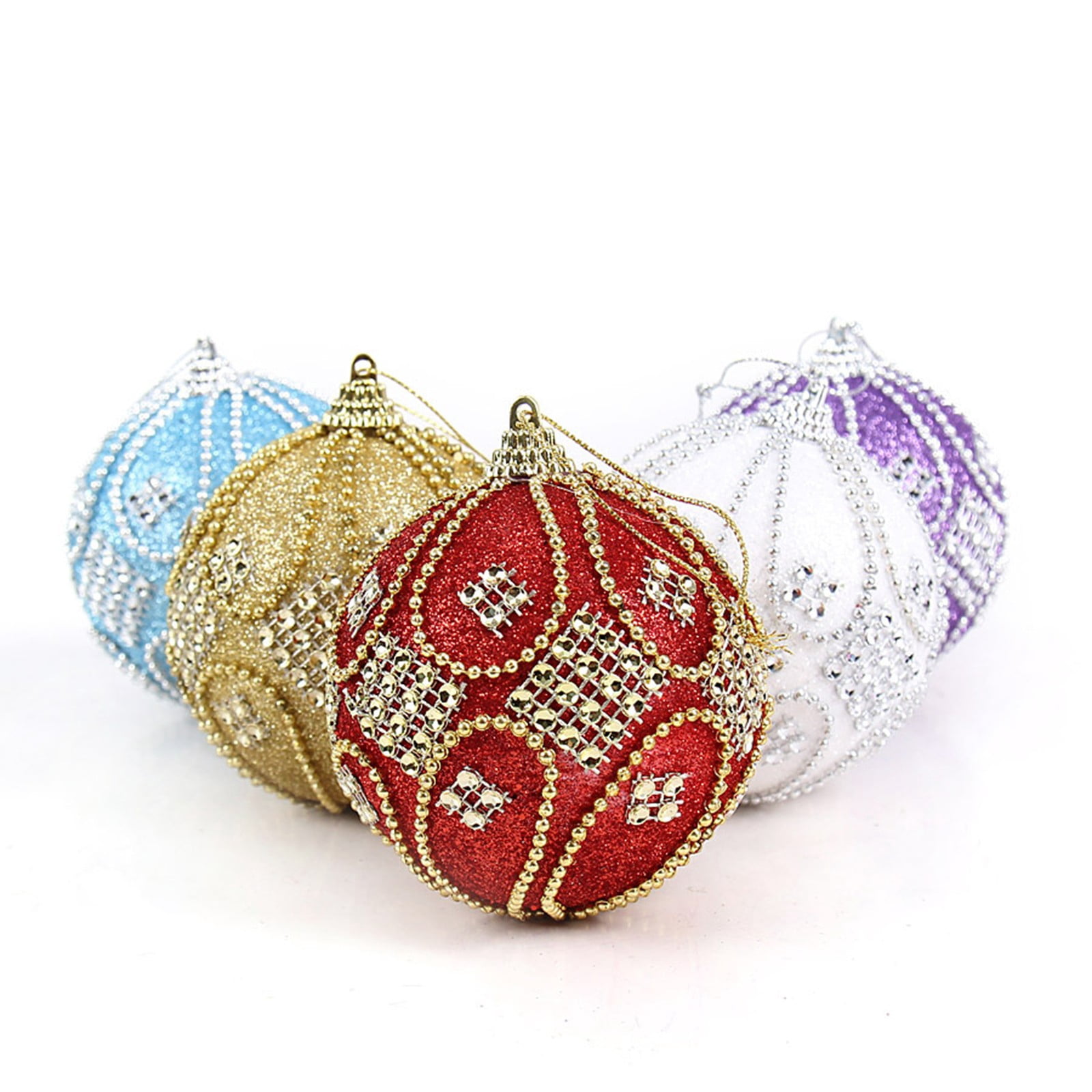 Christmas Tree Ball Ornament Set 4pcs 80mm/3.15inch Macaron Glittering ...