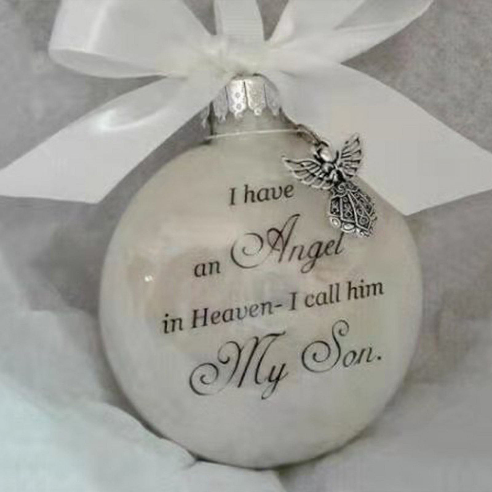 Christmas Tree Ball Ornaments Clear Feather Ball Angel Memorial ...