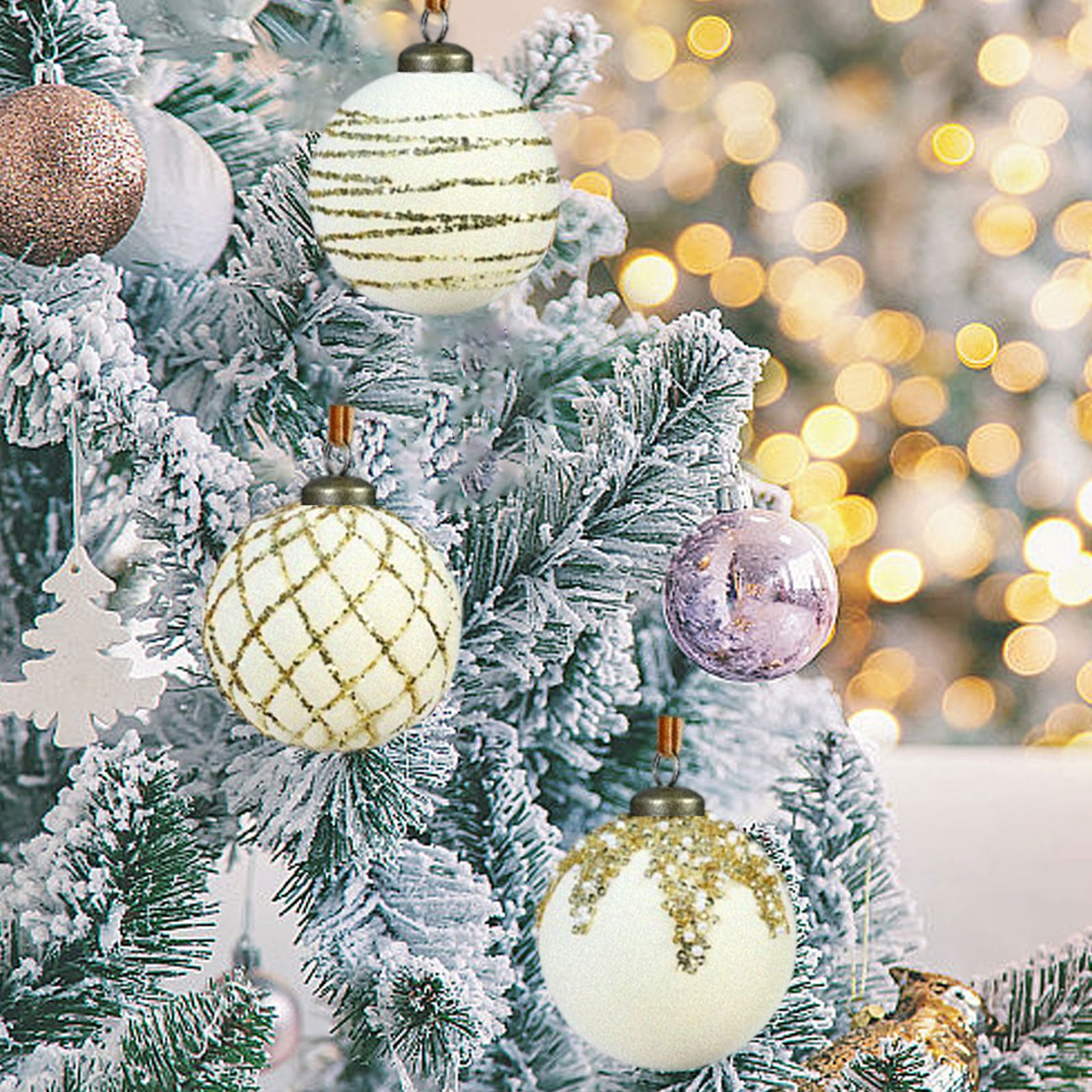 Christmas Tree Balls Ornaments Qwtwty 8CM Flocked Christmas Balls ...