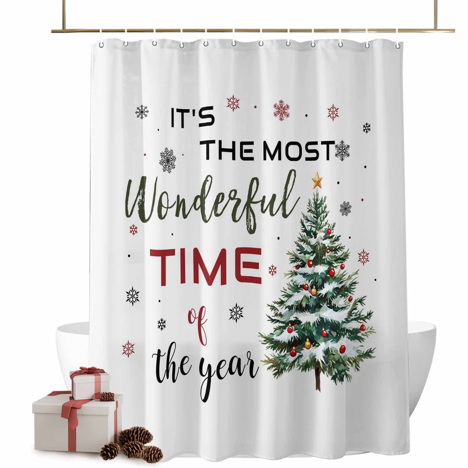 Christmas Tree Bathroom Shower Curtain It's The Most Wonderful Time of ...