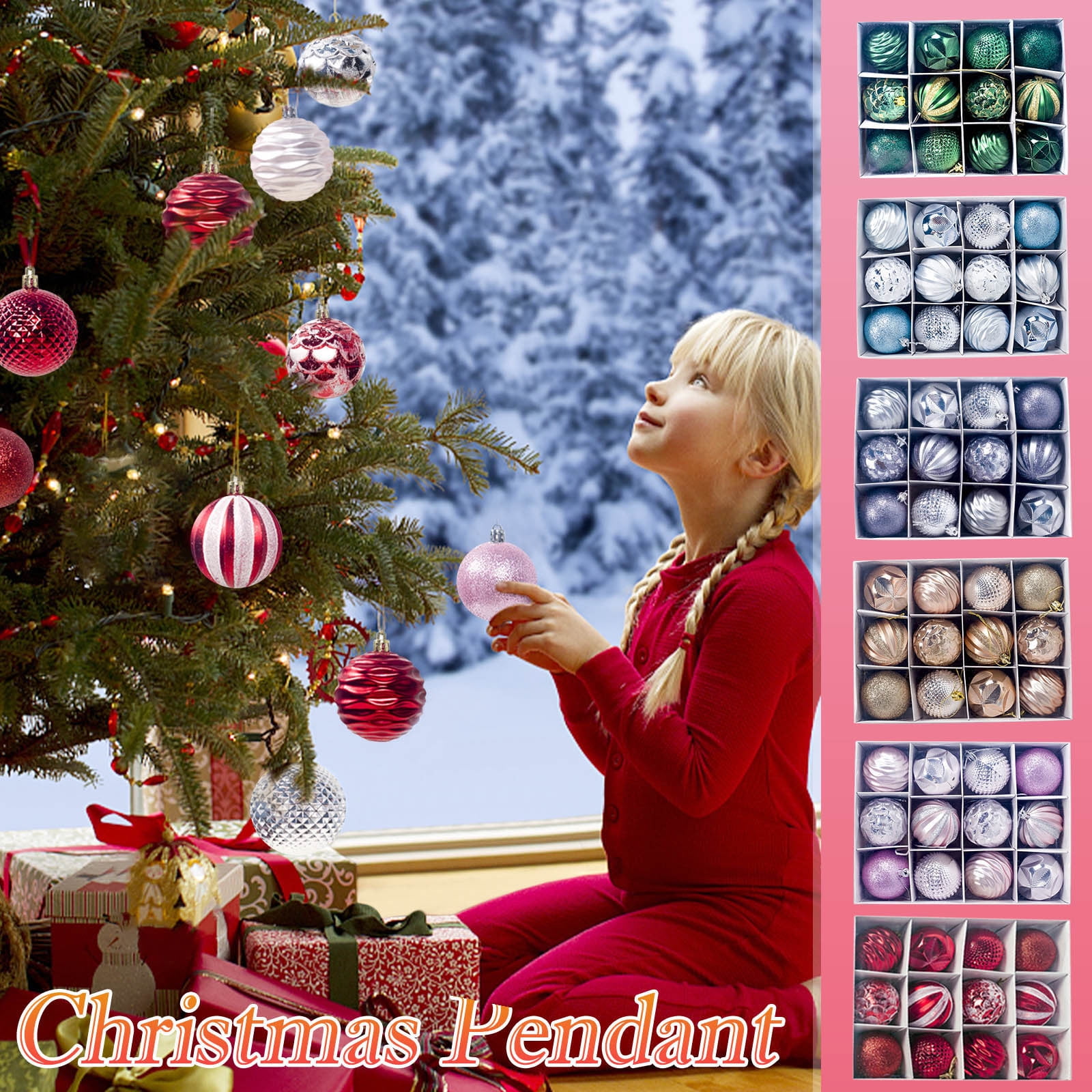 Christmas Tree Bauble Hanging Ornaments 6Cm 12 Pcs Abs Material Plastic ...