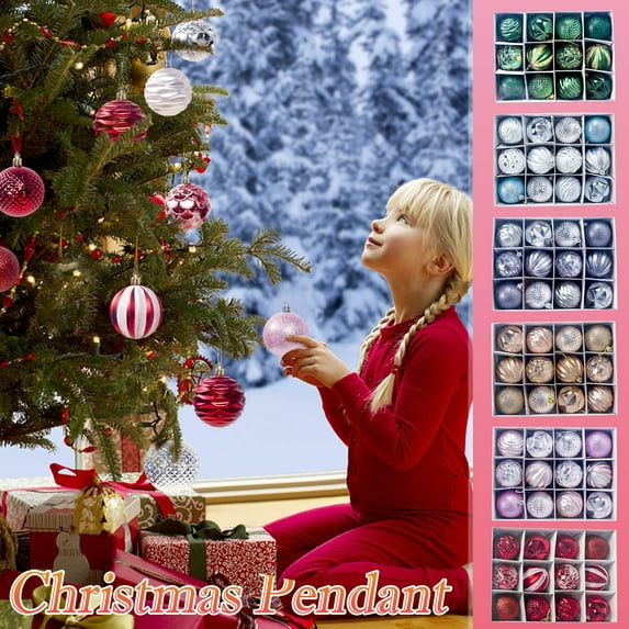 Christmas Tree Bauble Hanging Ornaments 6Cm 12 Pcs Abs Material Plastic ...