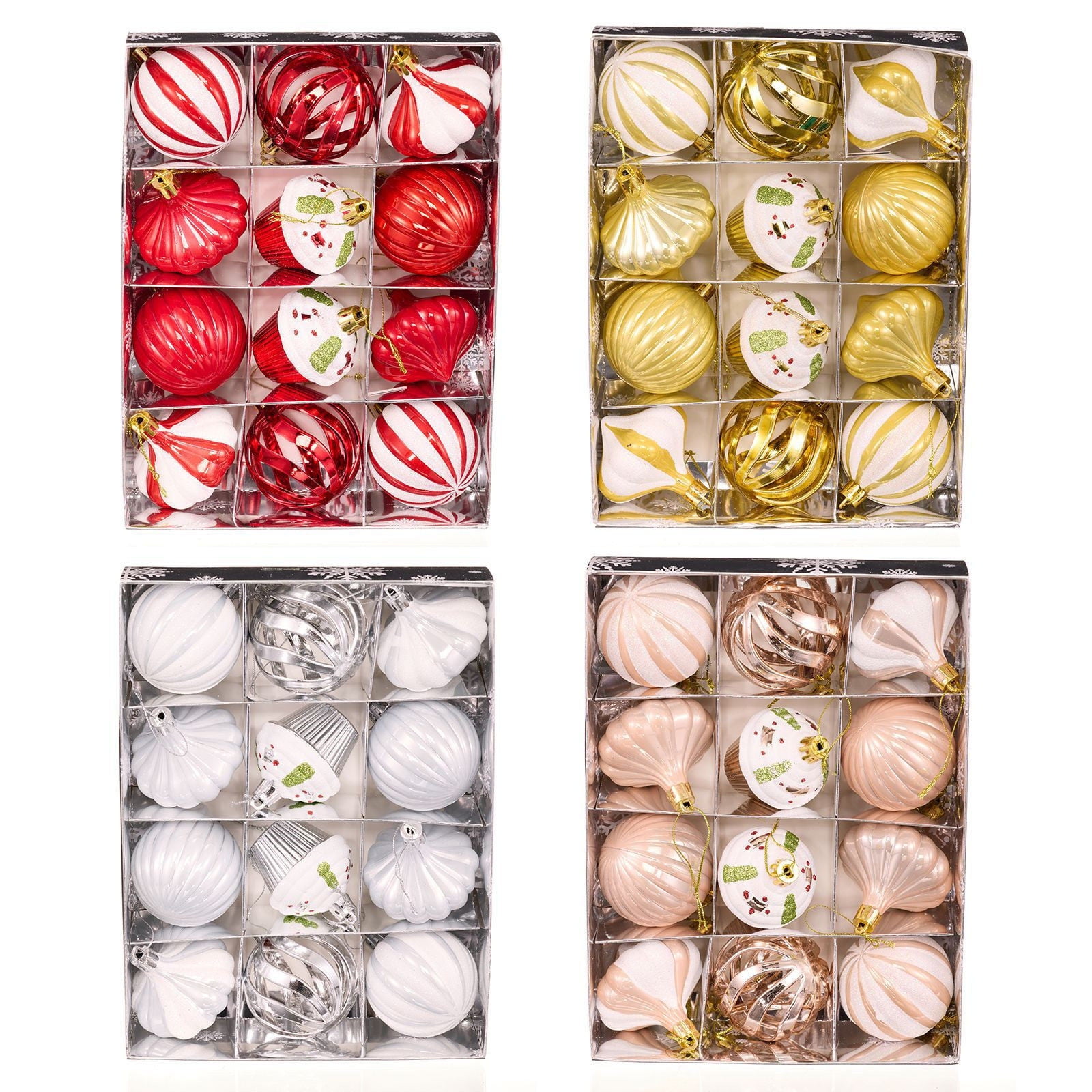 Christmas Tree Bauble Ornaments | Shatterproof Plastic Holiday Hanging ...