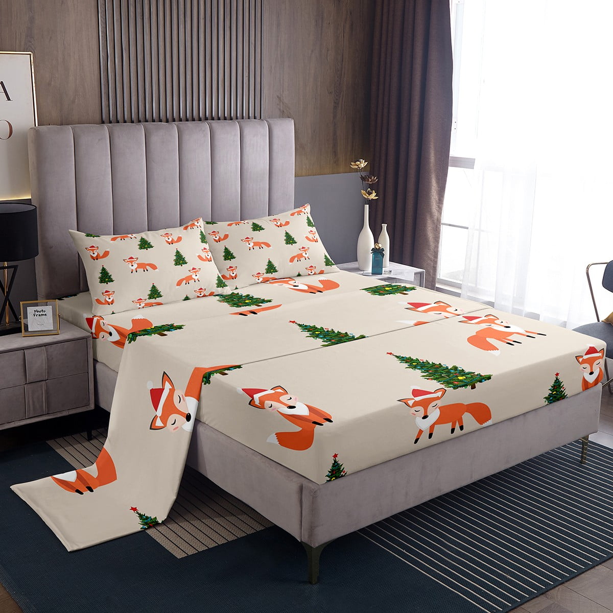Christmas Tree Bed Set Kawaii Animal Bed Sheets Set, Festival Themed ...