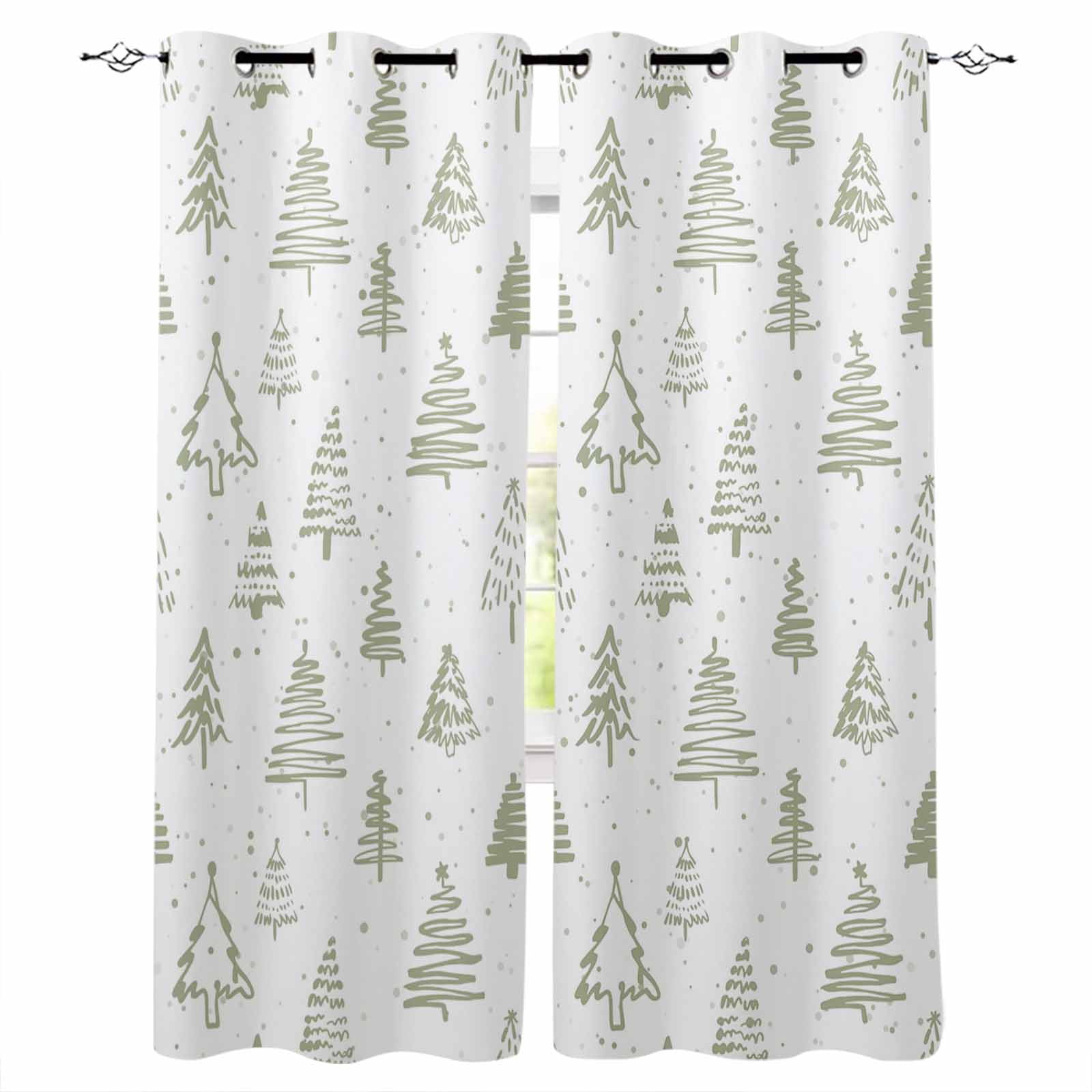 Christmas Tree Blackout Curtains 45 Inches Long for Bedroom,Xmas Green ...