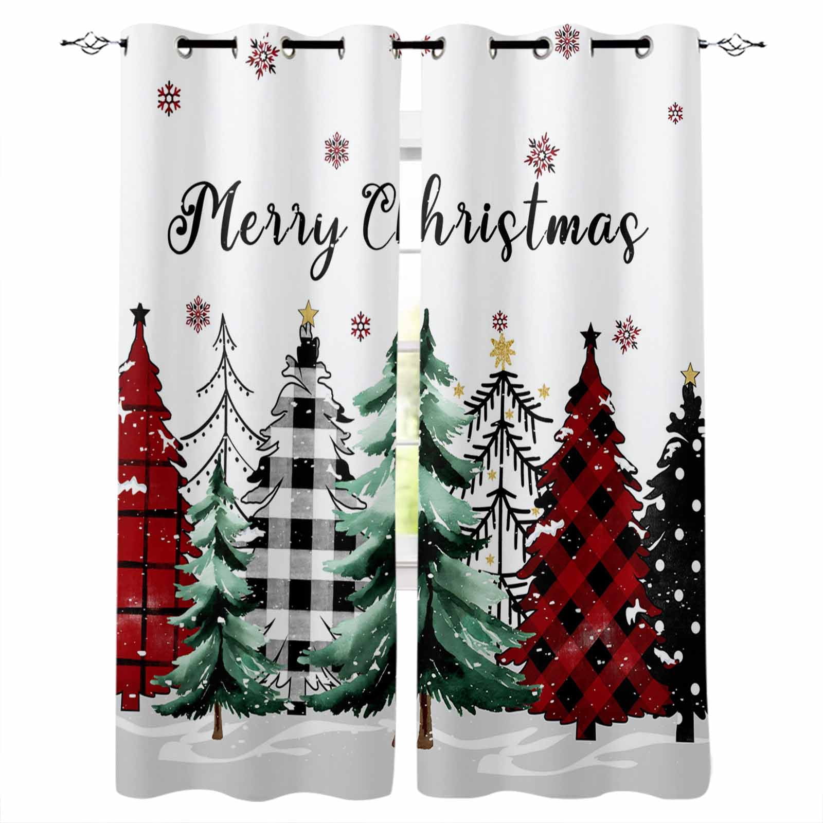 Christmas Tree Blackout Curtains 45 Inches Long for Bedroom, Xmas Trees ...