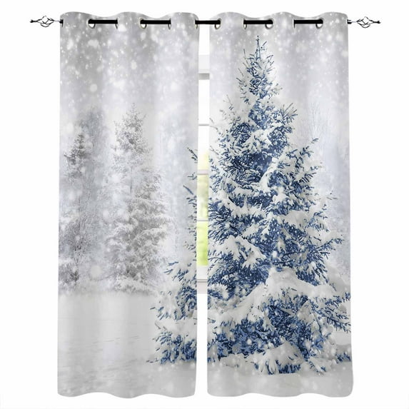 Christmas Tree Blackout Curtains 45 Inches Long, Blue Tree Xmas ...