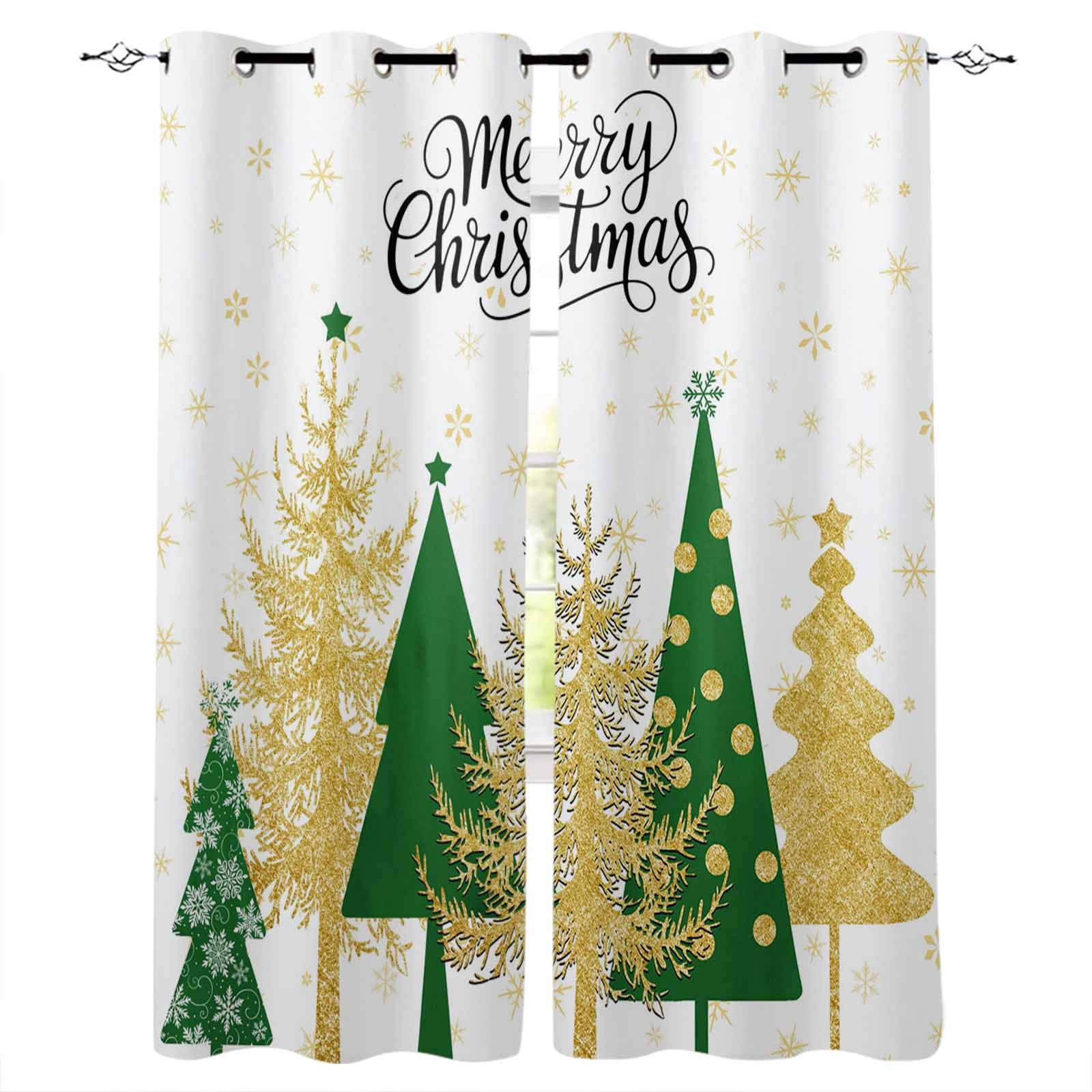 Christmas Tree Blackout Curtains 54 Inches Long for Bedroom,Xmas ...