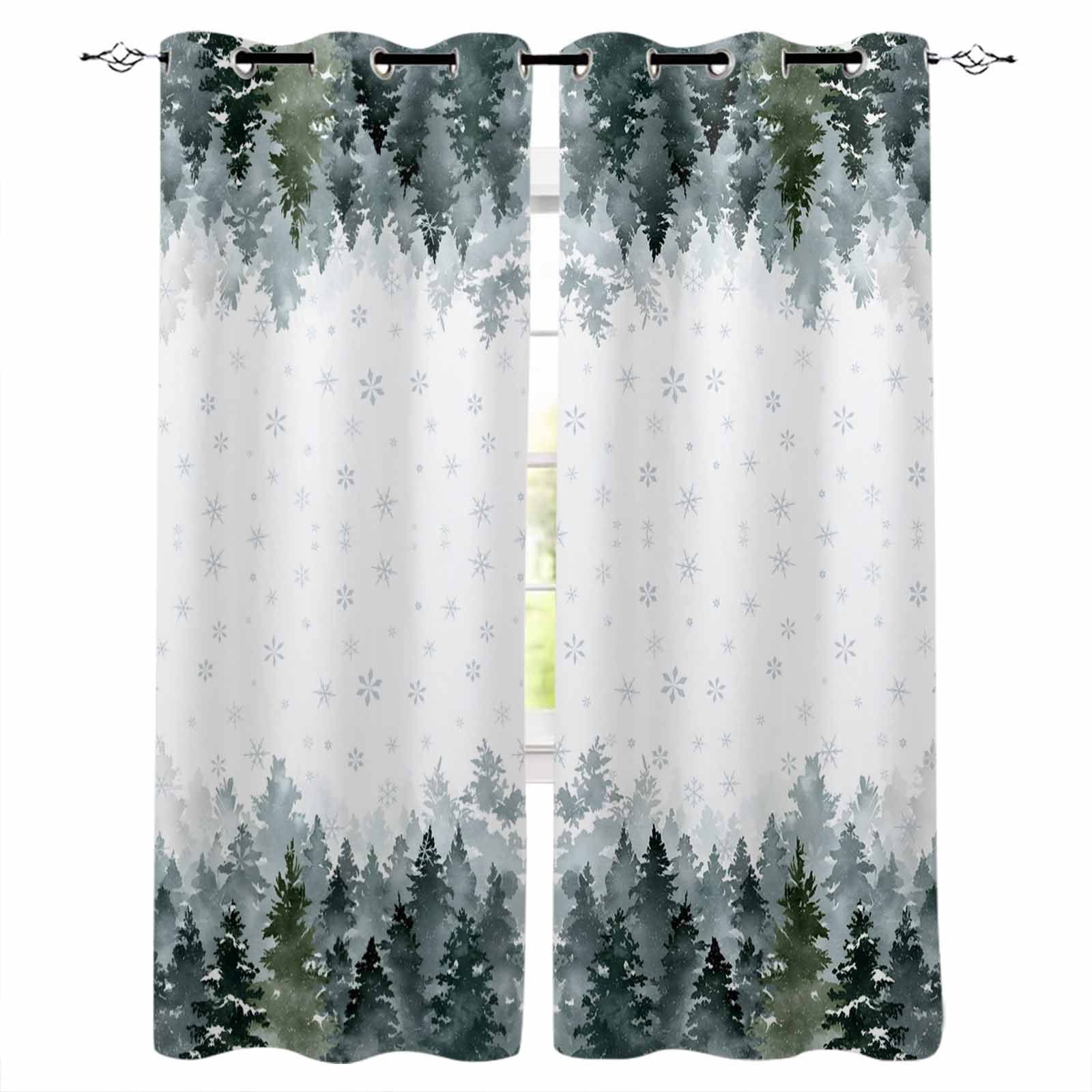 Christmas Tree Blackout Curtains 84 Inches Long for Bedroom, Winter ...