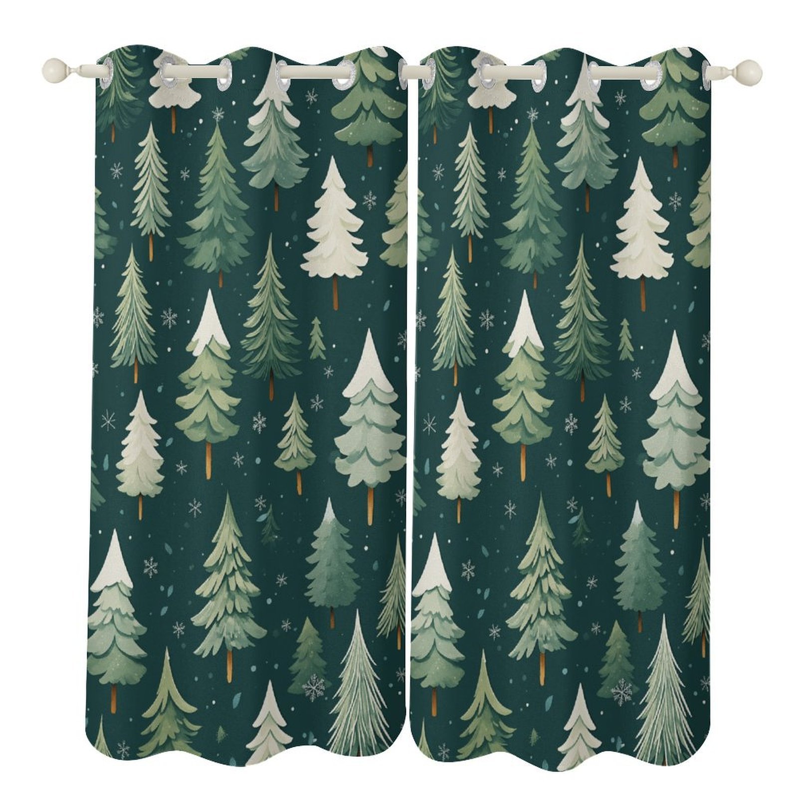 Christmas Tree Blackout Curtains Window Drapes Room Darkening Thermal ...