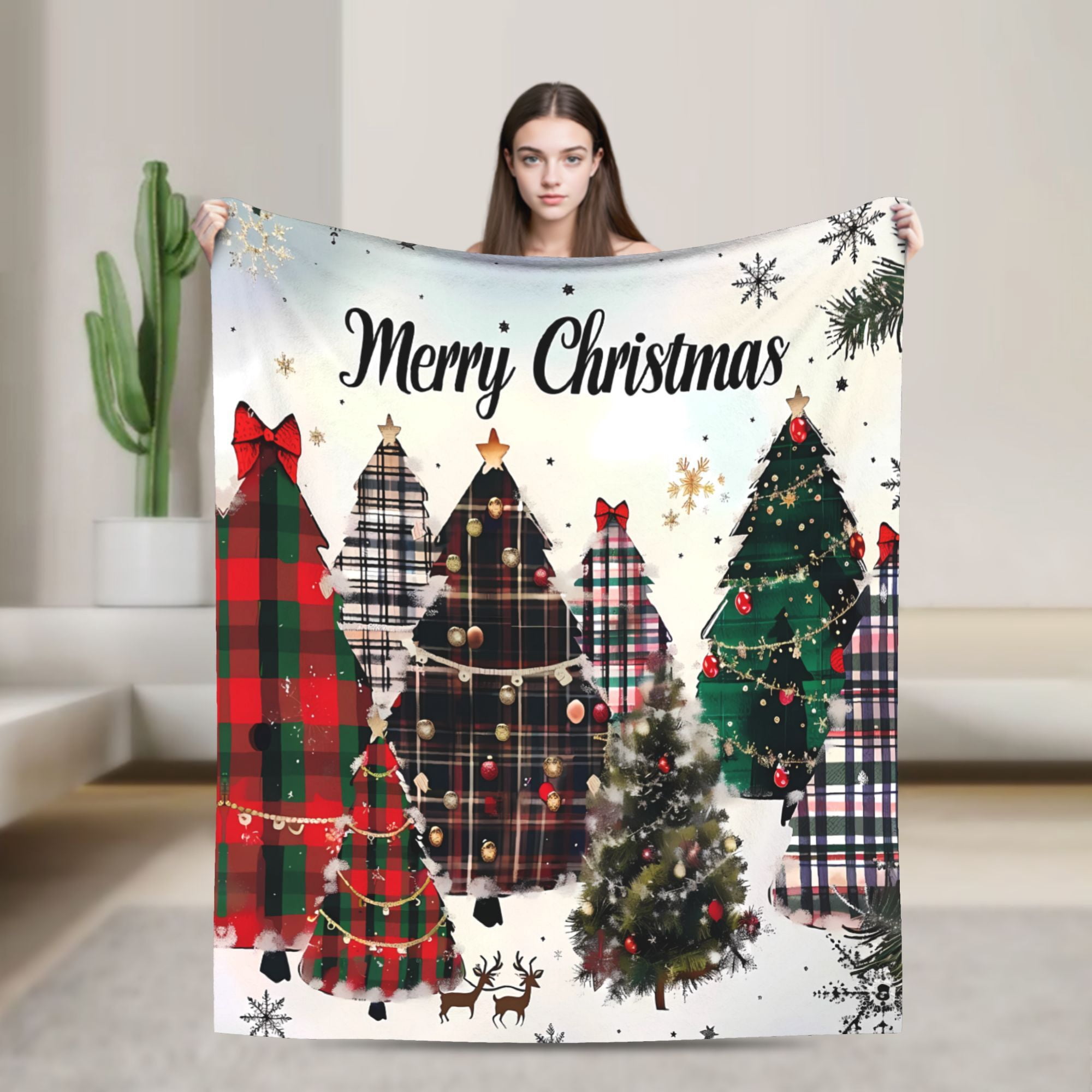 Christmas Tree Blanket - Soft, Warm and Cozy Flannel Shawl for Naps ...
