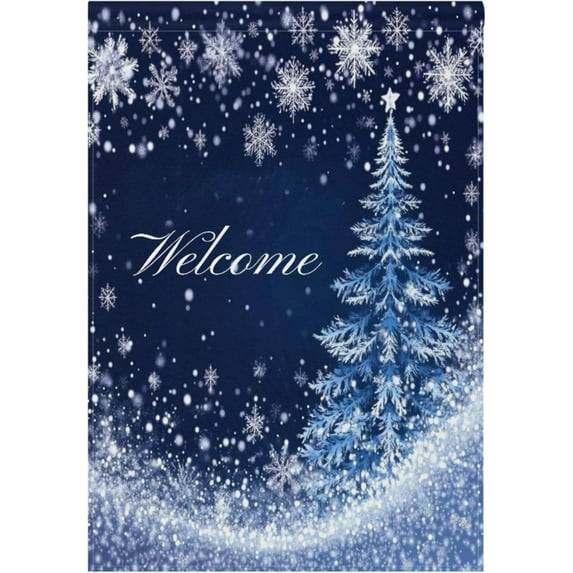 Christmas Tree Blue Garden Flag 12x18 Inch Double Sided Outside Silver ...