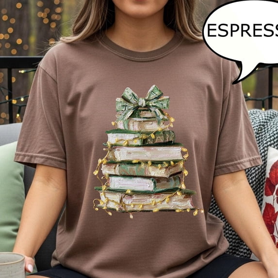 Christmas Tree Book Shirt Teacher Christmas Shirt Book Tree TShirt Gift ...