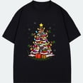 Christmas Tree Books Pattern Black T Shirt For Holiday Season Reading ...