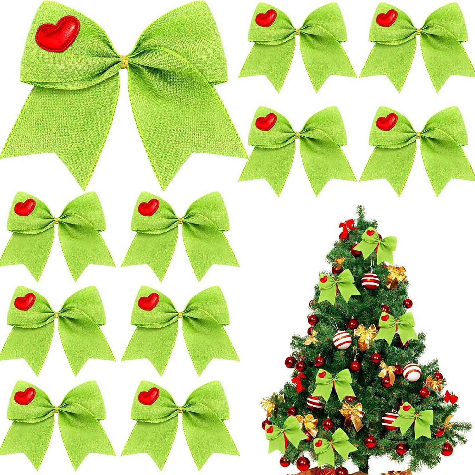 Christmas Tree Bow Decorations for Wreaths & Holiday Decor | 4-Pack ...