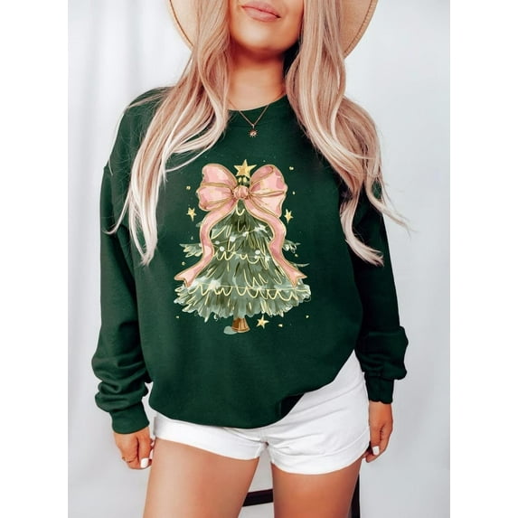 Christmas Tree Bow T-Shirt, Christmas T-Shirt for Women, Christmas Tree ...