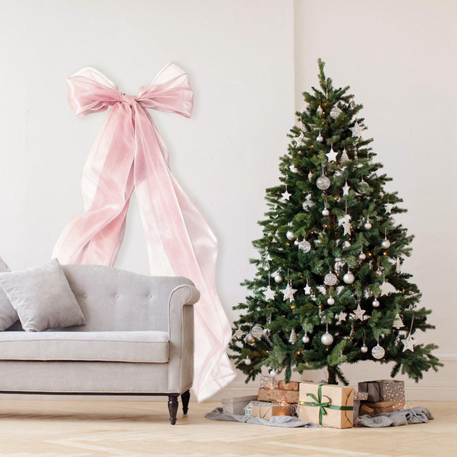 Christmas Tree Bow Topper ,79inch Large Christmas Tree Toppers Mesh ...