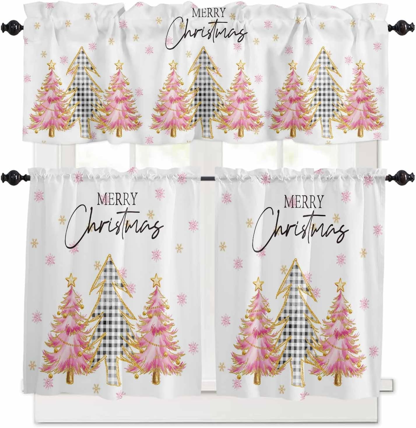 Christmas Tree Buffalo Plaid Watercolor Pink - Walmart.com