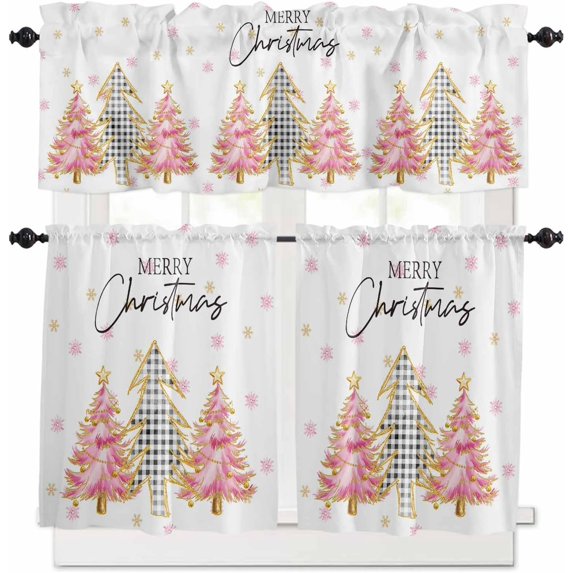 Christmas Tree Buffalo Plaid Watercolor Pink - Walmart.com