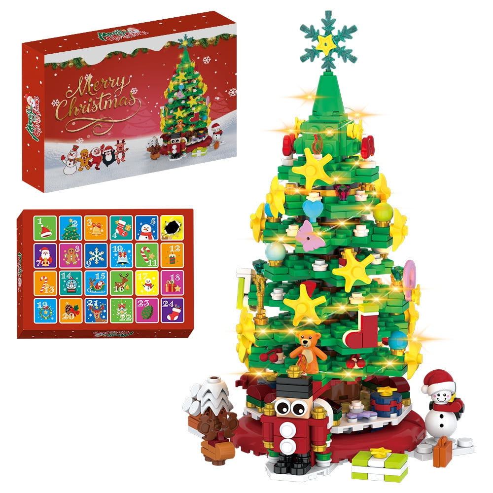 Christmas Tree Building Kit with Light, 24 in 1 Advent Calendar ...
