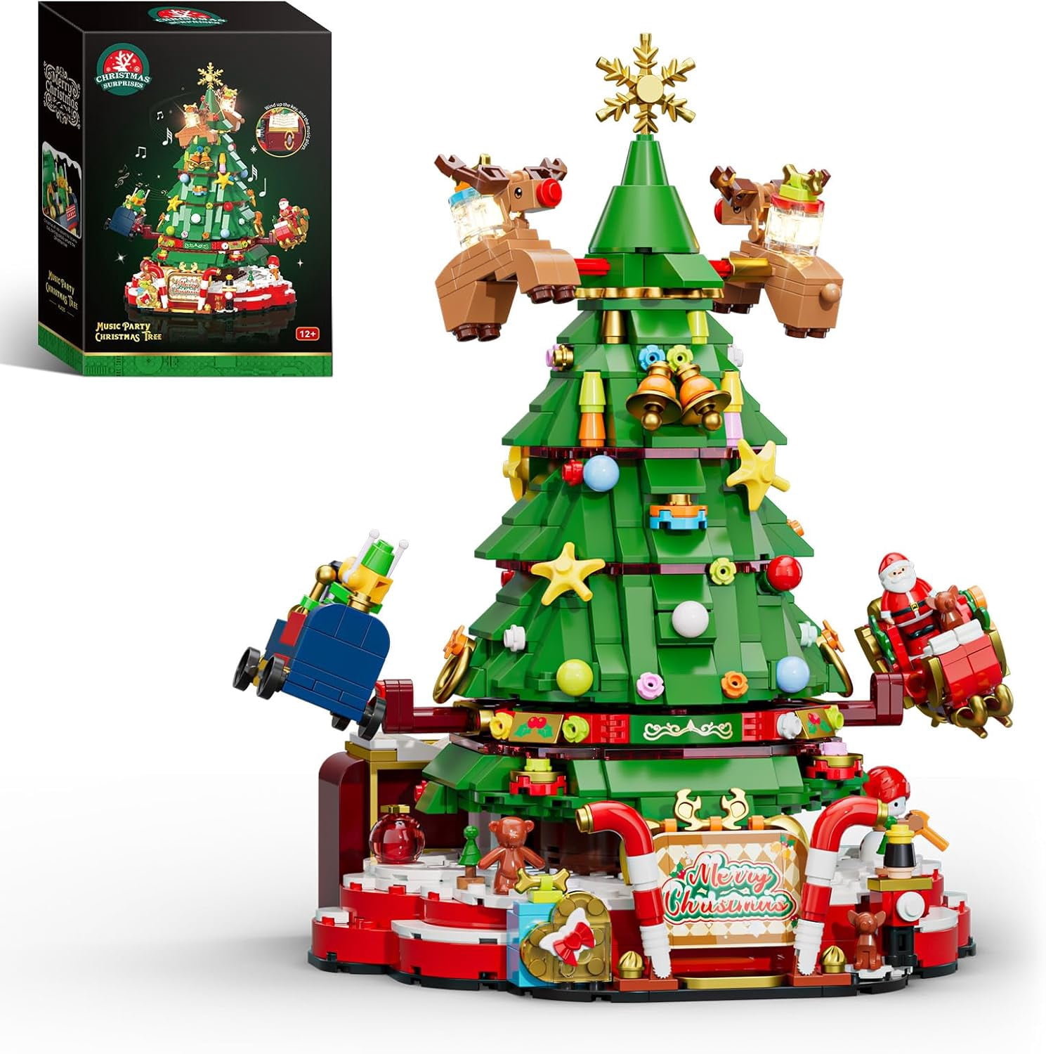 Christmas Tree Building Set, Rotating Music Box Christmas Tree with ...