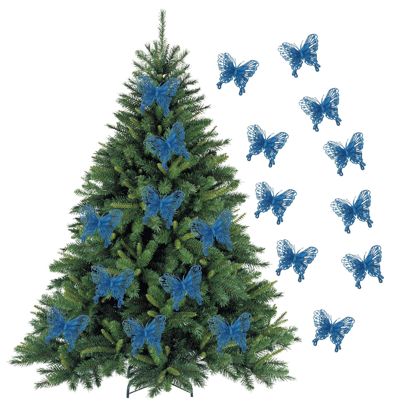 Christmas Tree Butterfly Ornaments Pink Glitter Butterfly Decorations ...