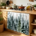 Christmas Tree Cabinet Curtains 35''x35'', Winter Snowflake Retro Green ...