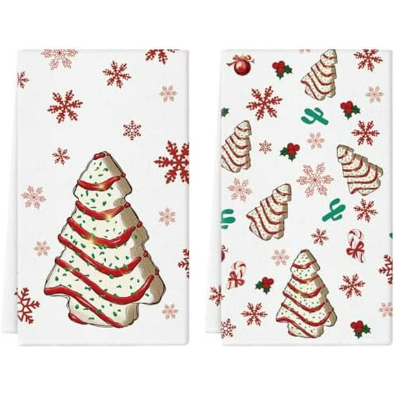 Christmas Tree Cake Decor Christmas Kitchen Towels 18 x 26 Inch Set of ...