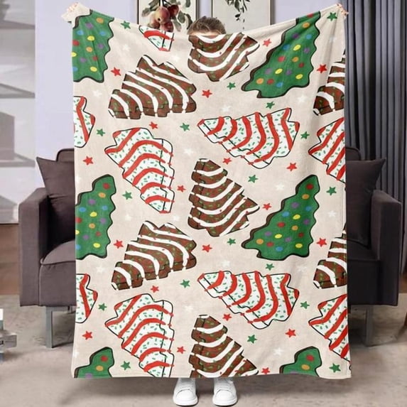 Christmas Tree Cake Flannel Blanket, Soft Skin-Friendly Warm Throw ...