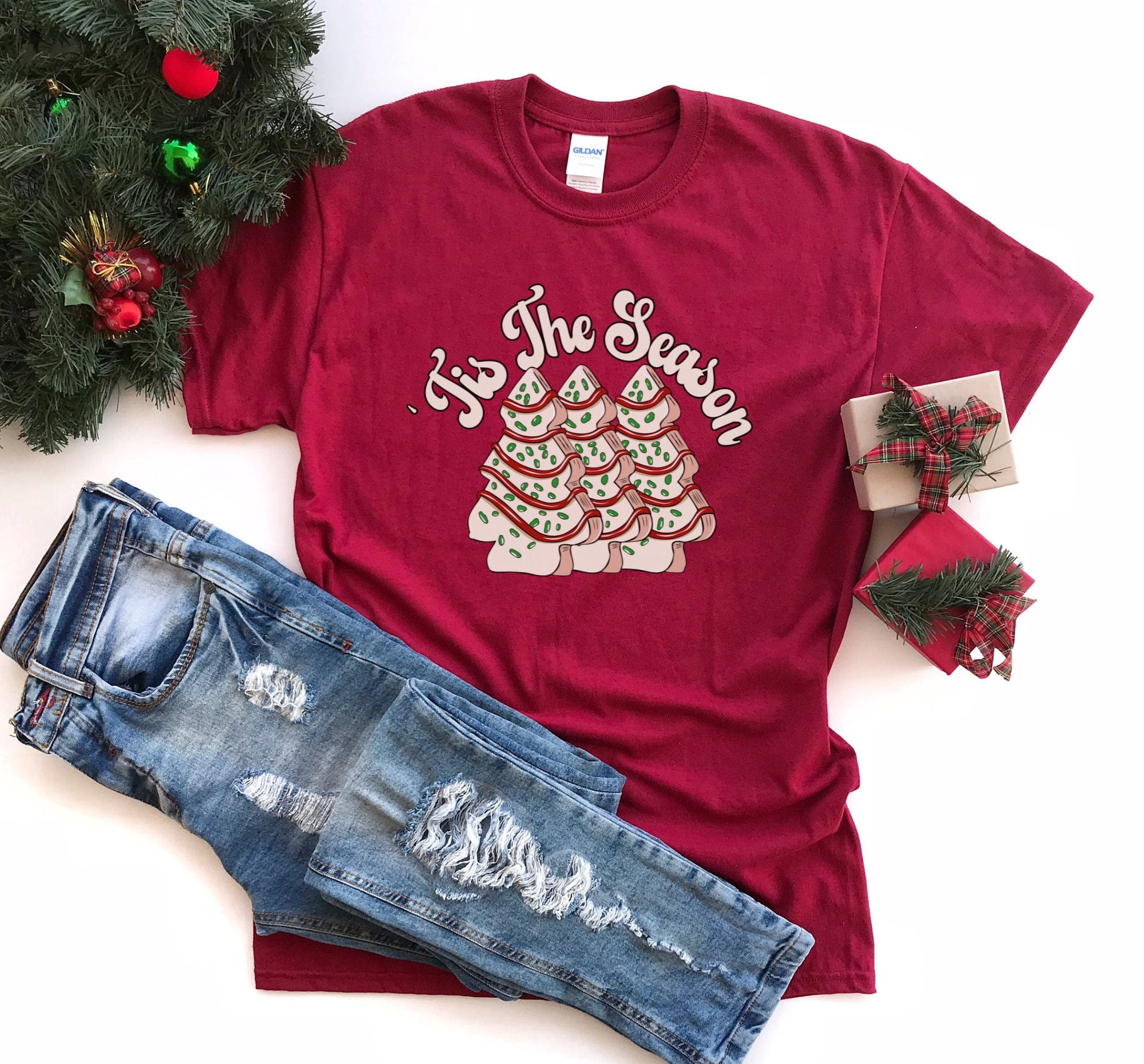 Christmas Tree Cakes Shirt, Retro Christmas Shirt, Trendy Holiday Shirt ...