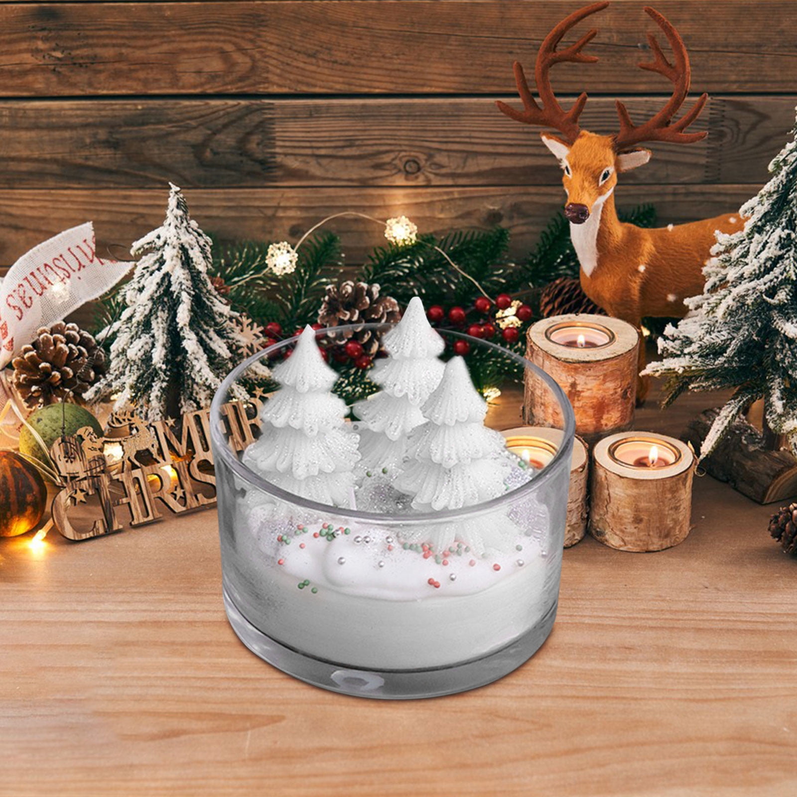 Christmas Tree Candles, Winter Forest Scented Poplar Design, Ideal for ...