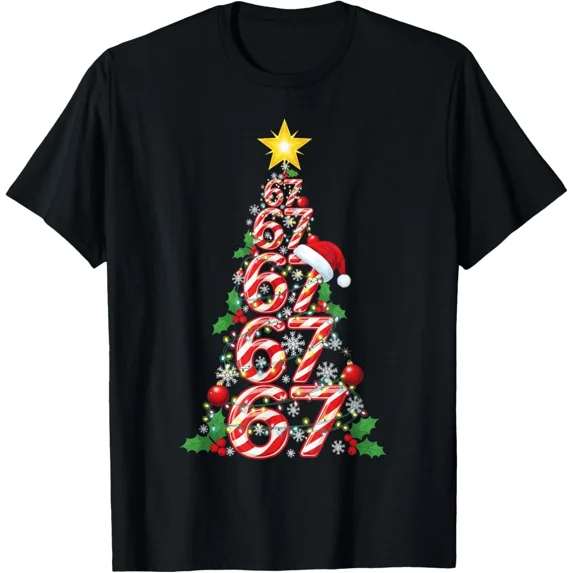 Christmas Tree Candy Cane Holiday Six Seven Meme up to Size 5XL Unisex ...