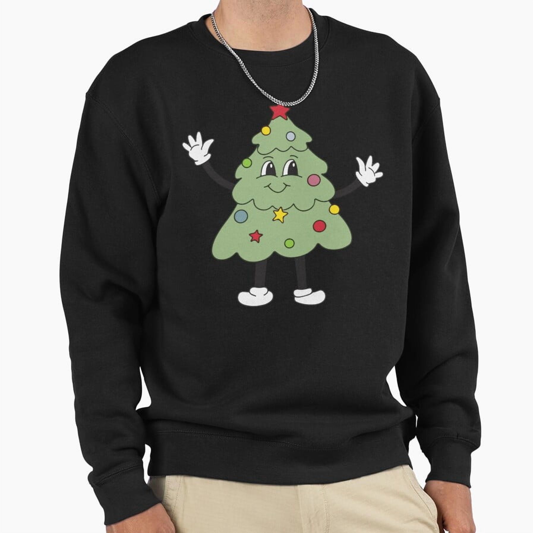 Christmas Tree Cartoon Cute Drawing Retro Holiday Graphic Art Unisex ...