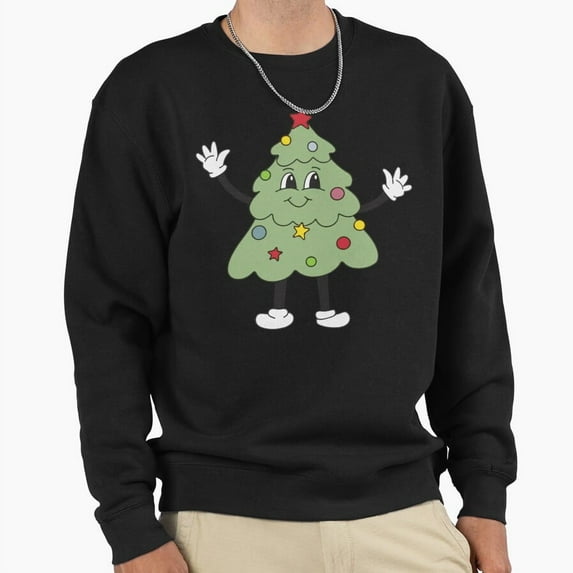 Christmas Tree Cartoon Cute Drawing Retro Holiday Graphic Art Unisex ...