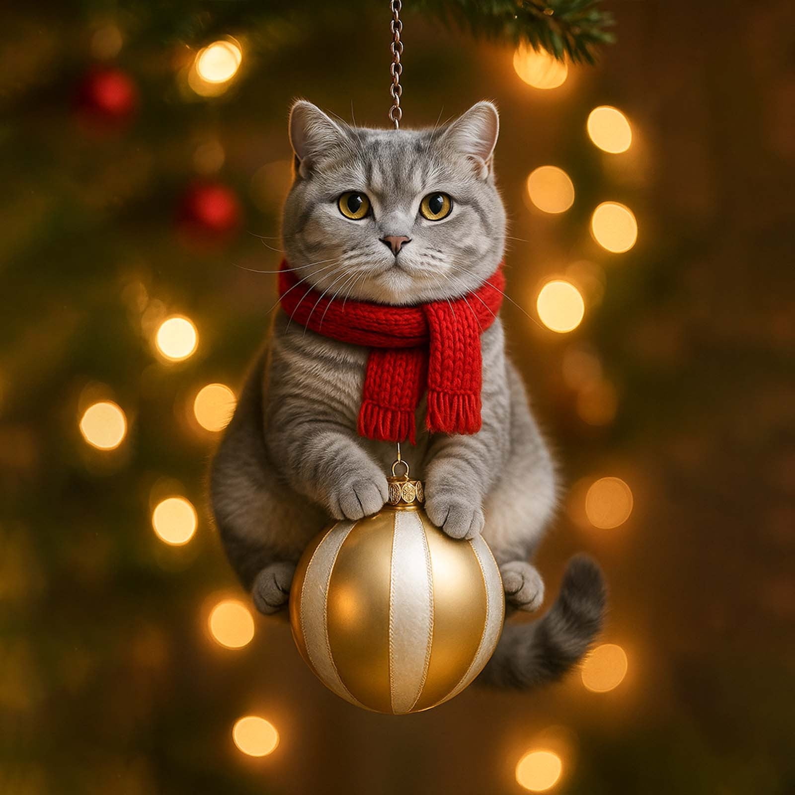 Christmas Tree Cat Ornaments, 2D Acrylic Pet-Themed Decorations with ...