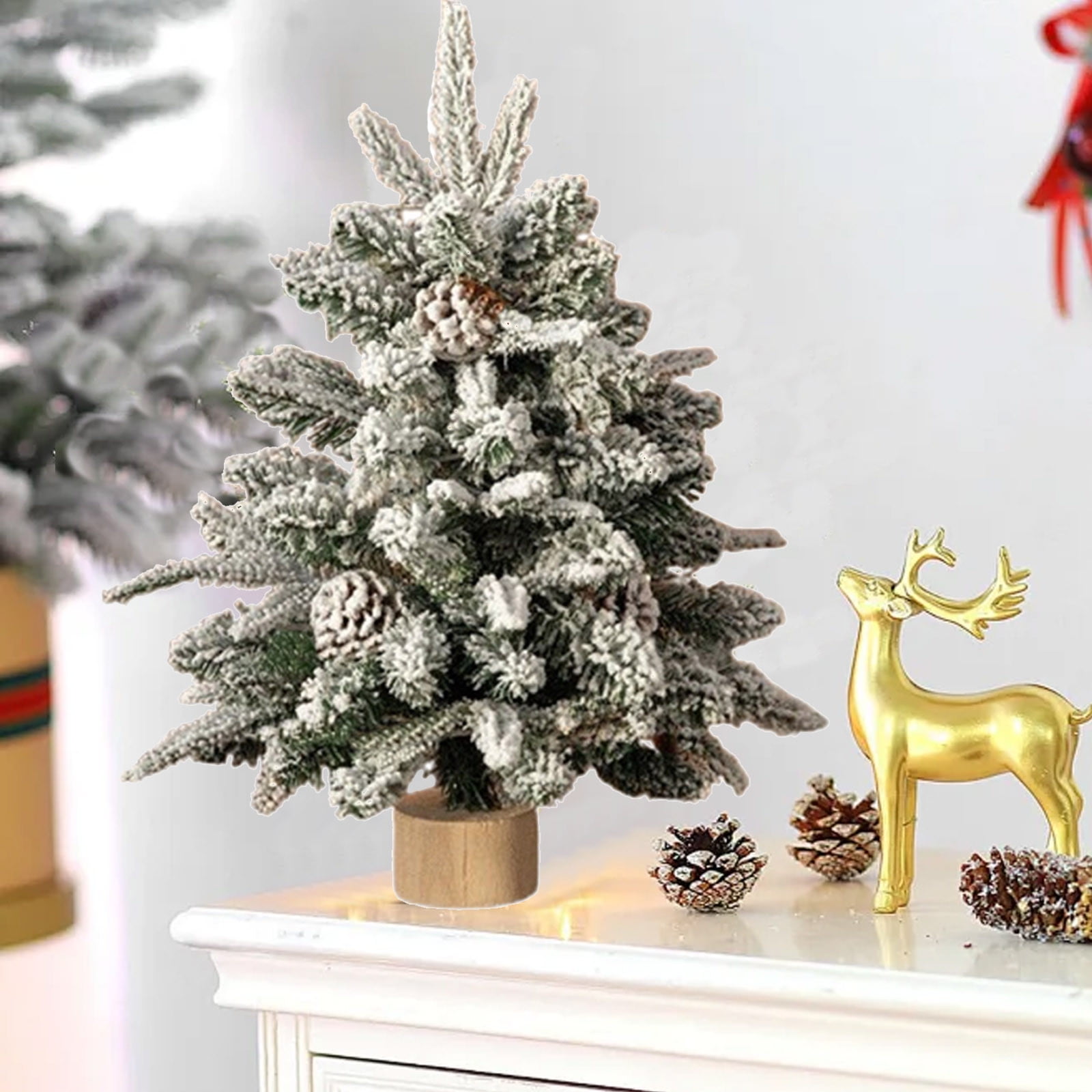 Christmas Tree Cedar Green Artificial Decoration | 17.72in Snowy Pine ...