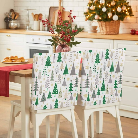 Christmas Tree Chair Back Covers Set of 8, Snowflake Winter Green ...