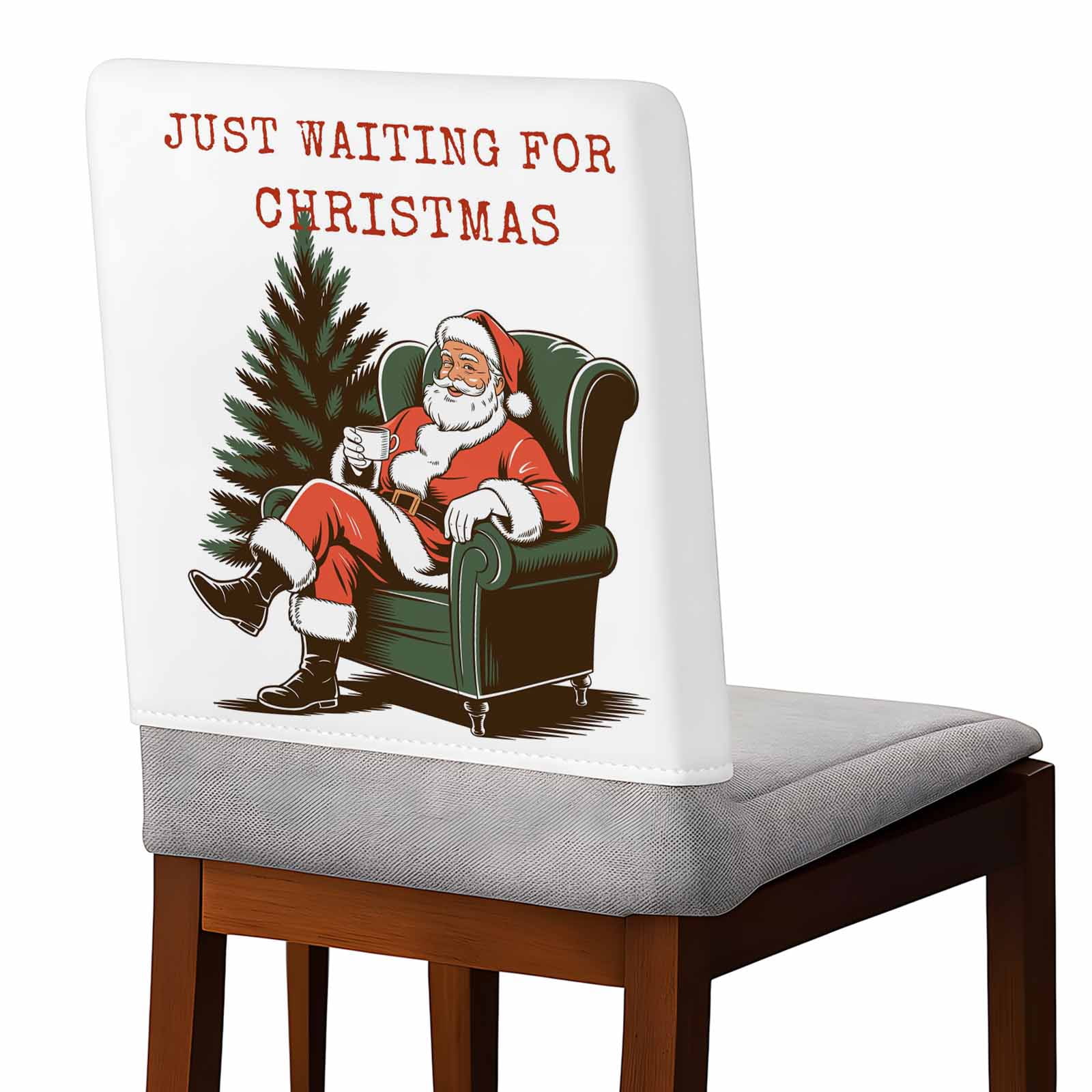 Christmas Tree Chair Covers Set of 6 Just Waiting for Christmas Funny ...