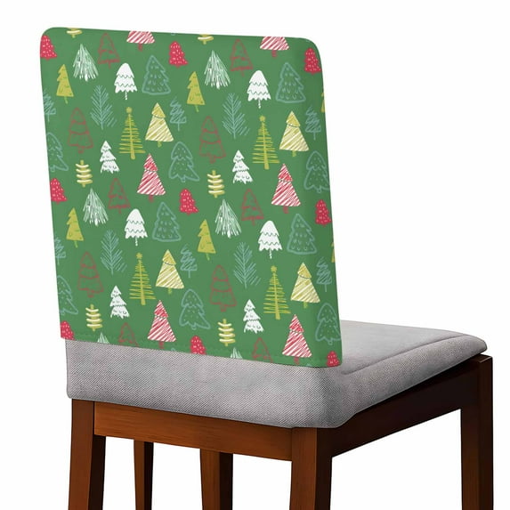 Christmas Tree Chair Covers Set of 8 Cute Green Simple Hand Painted ...