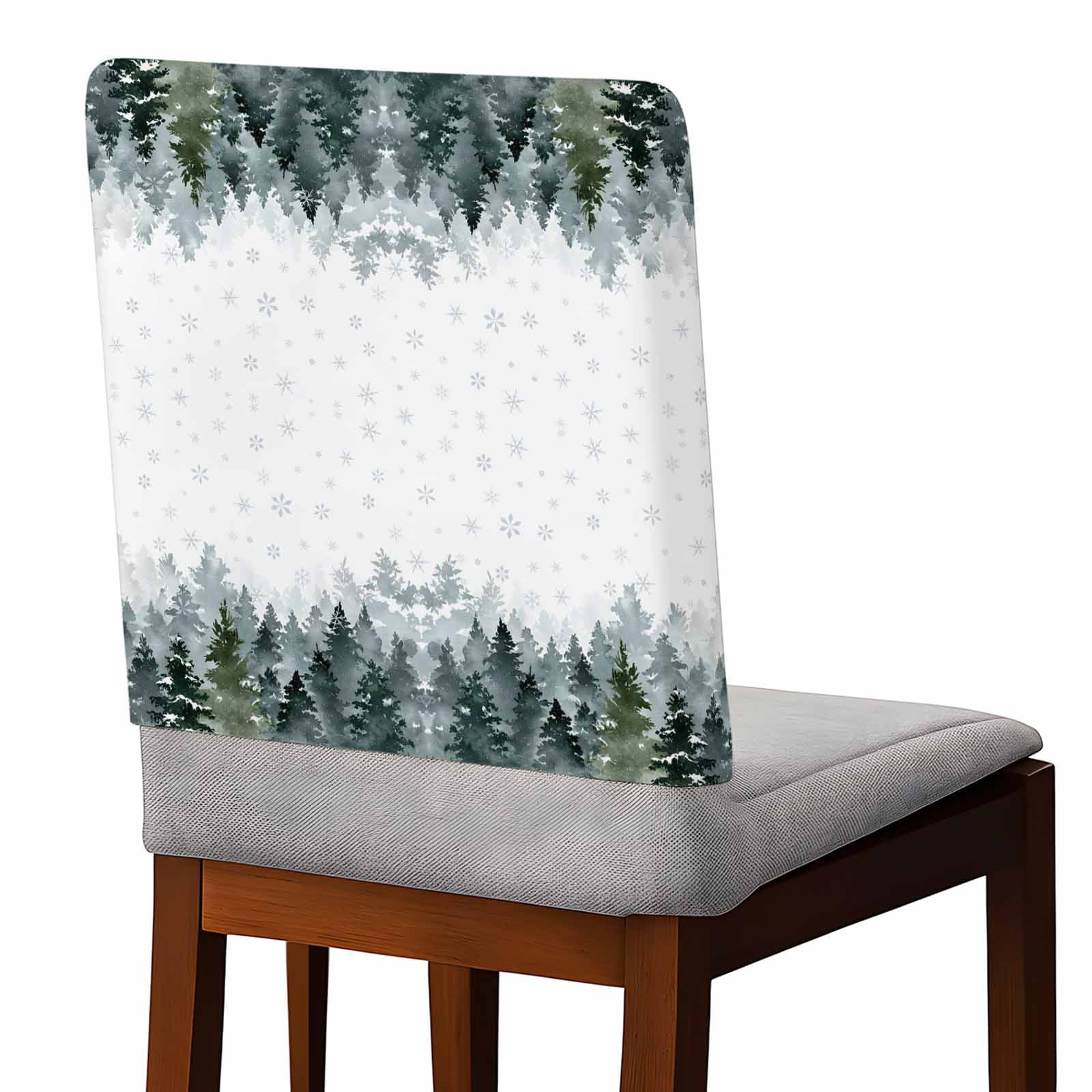 Christmas Tree Chair Covers Set of 8 Watercolor Green Tree Winter ...