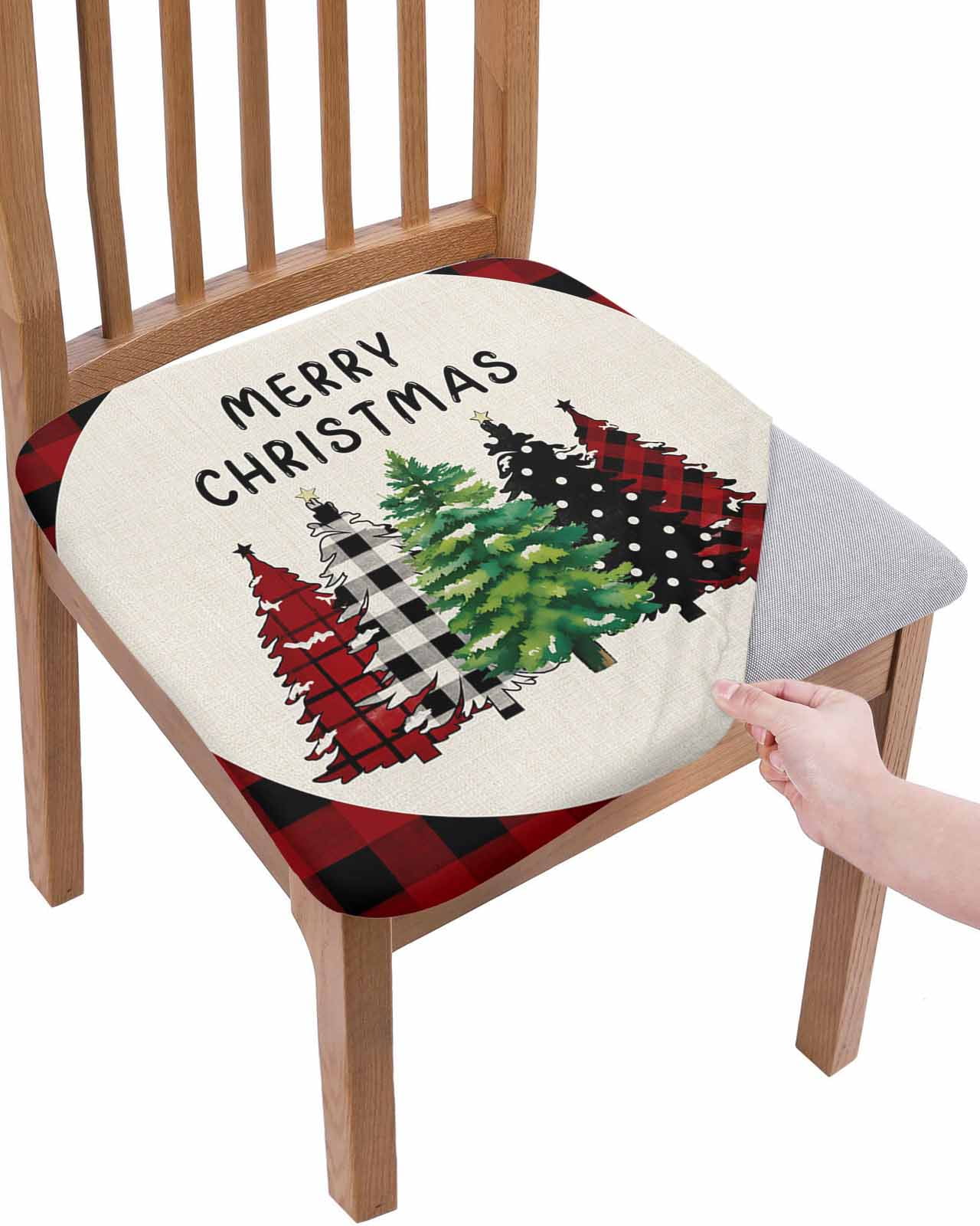 Christmas Tree Chair Seat Covers for Dining Room Stretch Chair Seat ...
